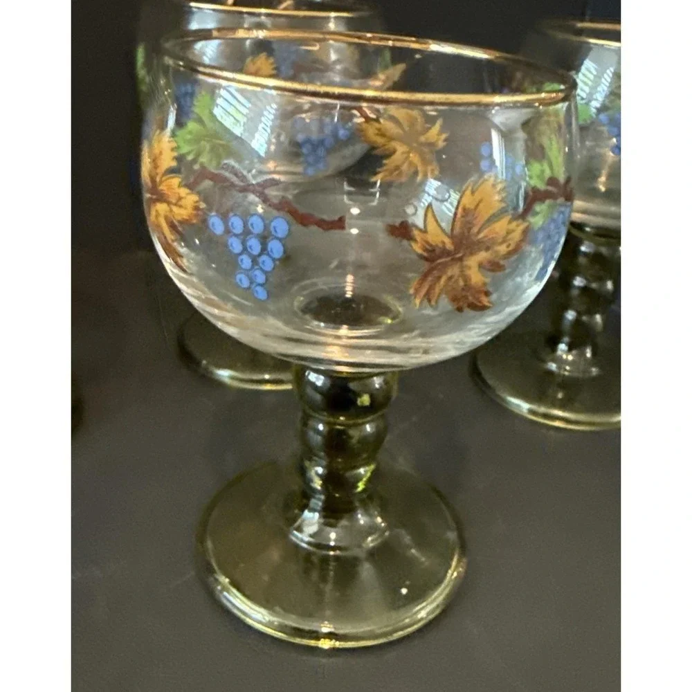 Dining | German Roemer Grape Design Wine Goblets Green Bubble Stem ...